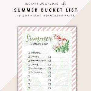 Summer Bucket List Printable Template - Etsy