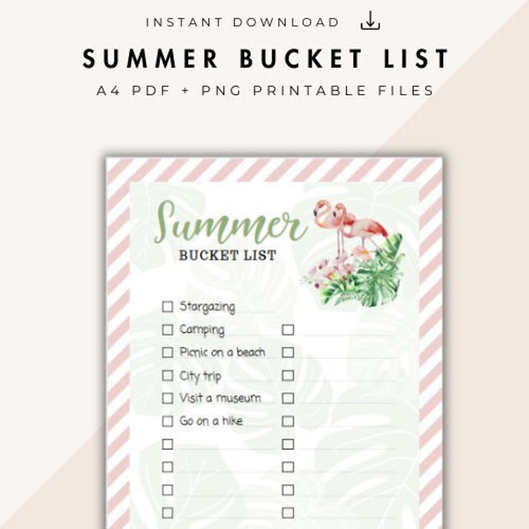 Summer Bucket List Printable Template - Etsy