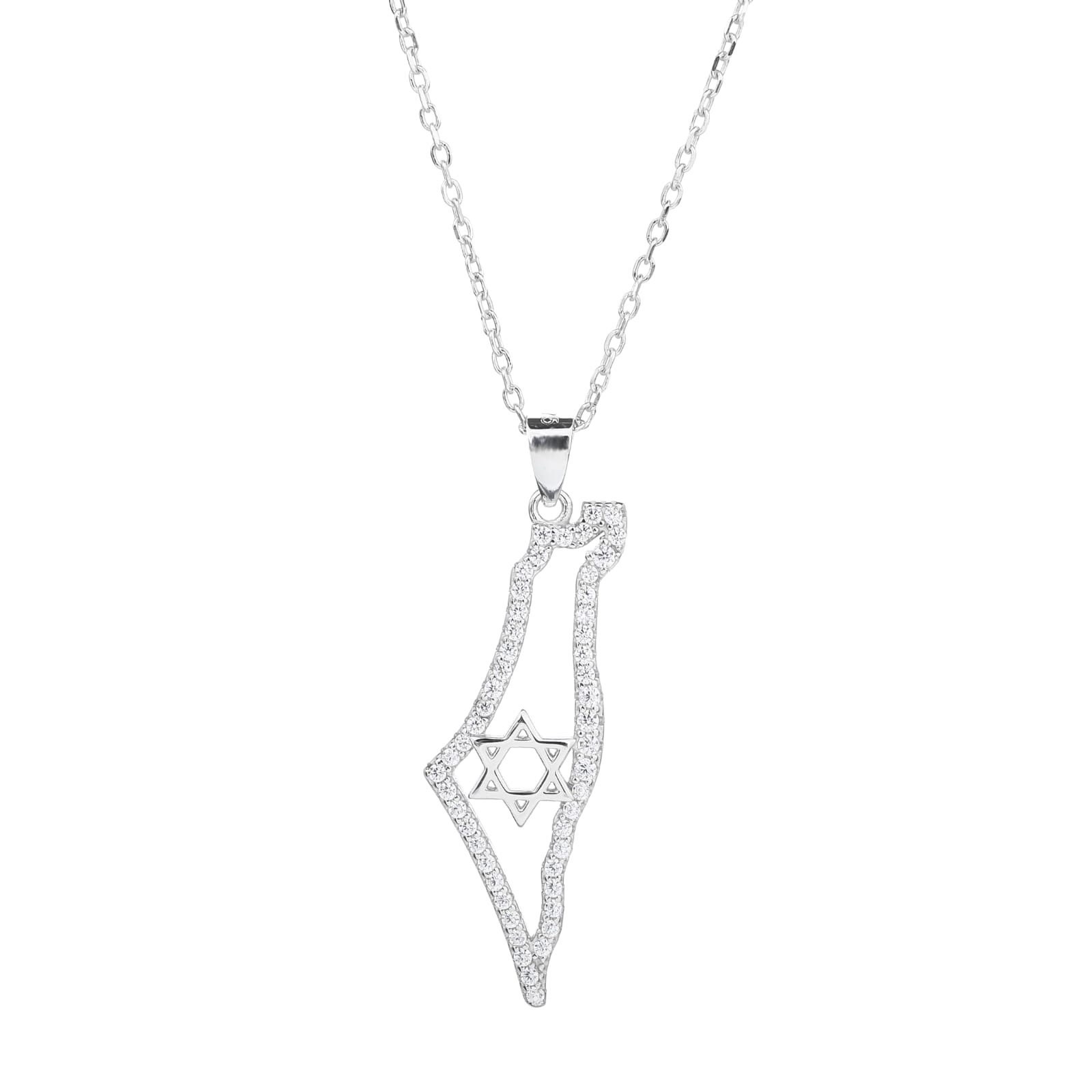 Israel Map Necklace. Jewish Symbol. Made in Israel. Support Israel. Star of David Inside the Map ...