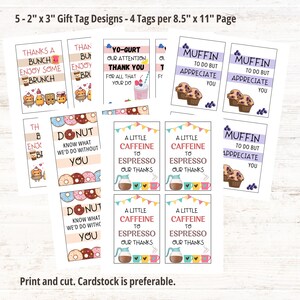 Thank You Breakfast Gift Tags and Signs - Etsy