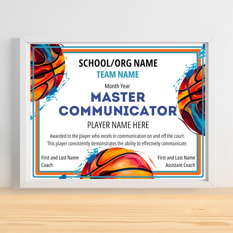 25 Editable Basketball Certificates, Basketball Team Party, Canva ...