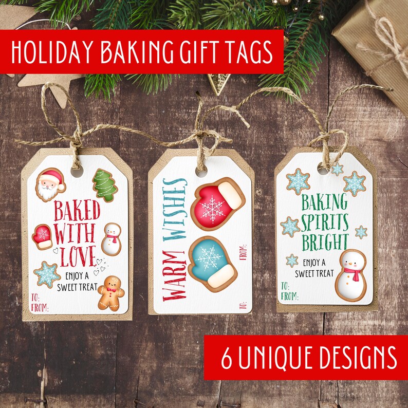 Holiday Baking Gift Tags: Printable Christmas Cookie Exchange Labels ...