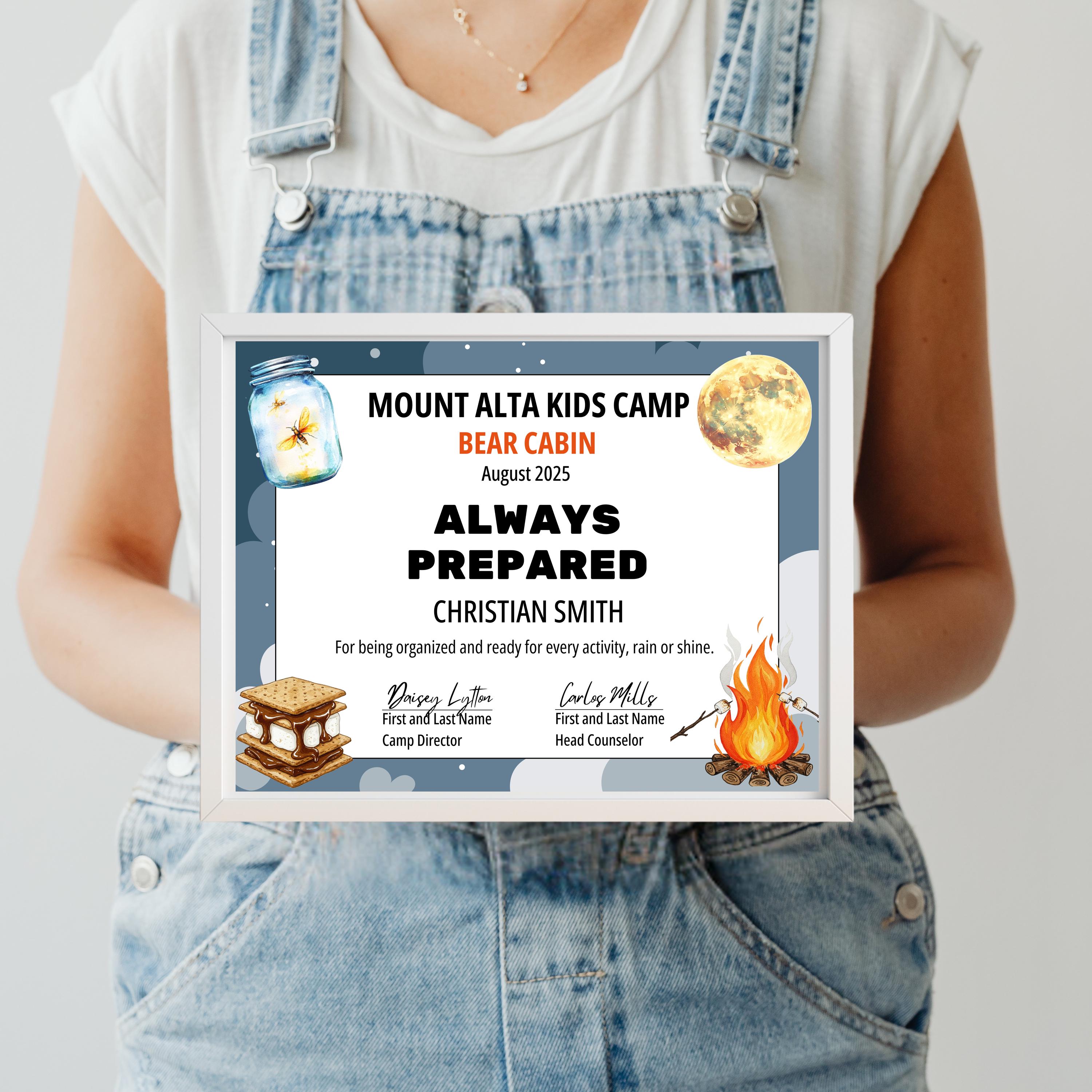 Editable Camp Award Certificates: End of Summer Canva Template (digital ...