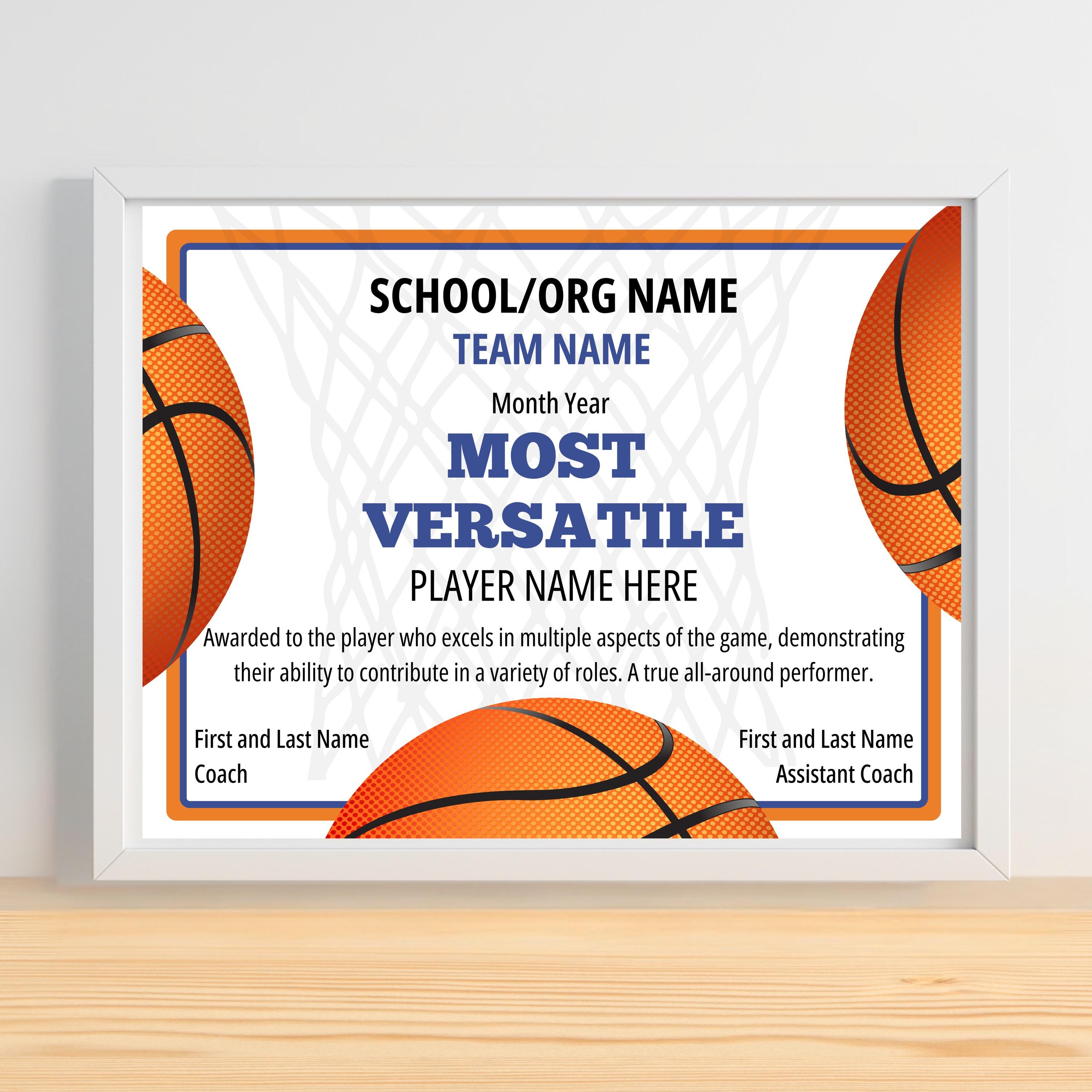 25 Editable Basketball Certificates, Basketball Team Party, Canva ...