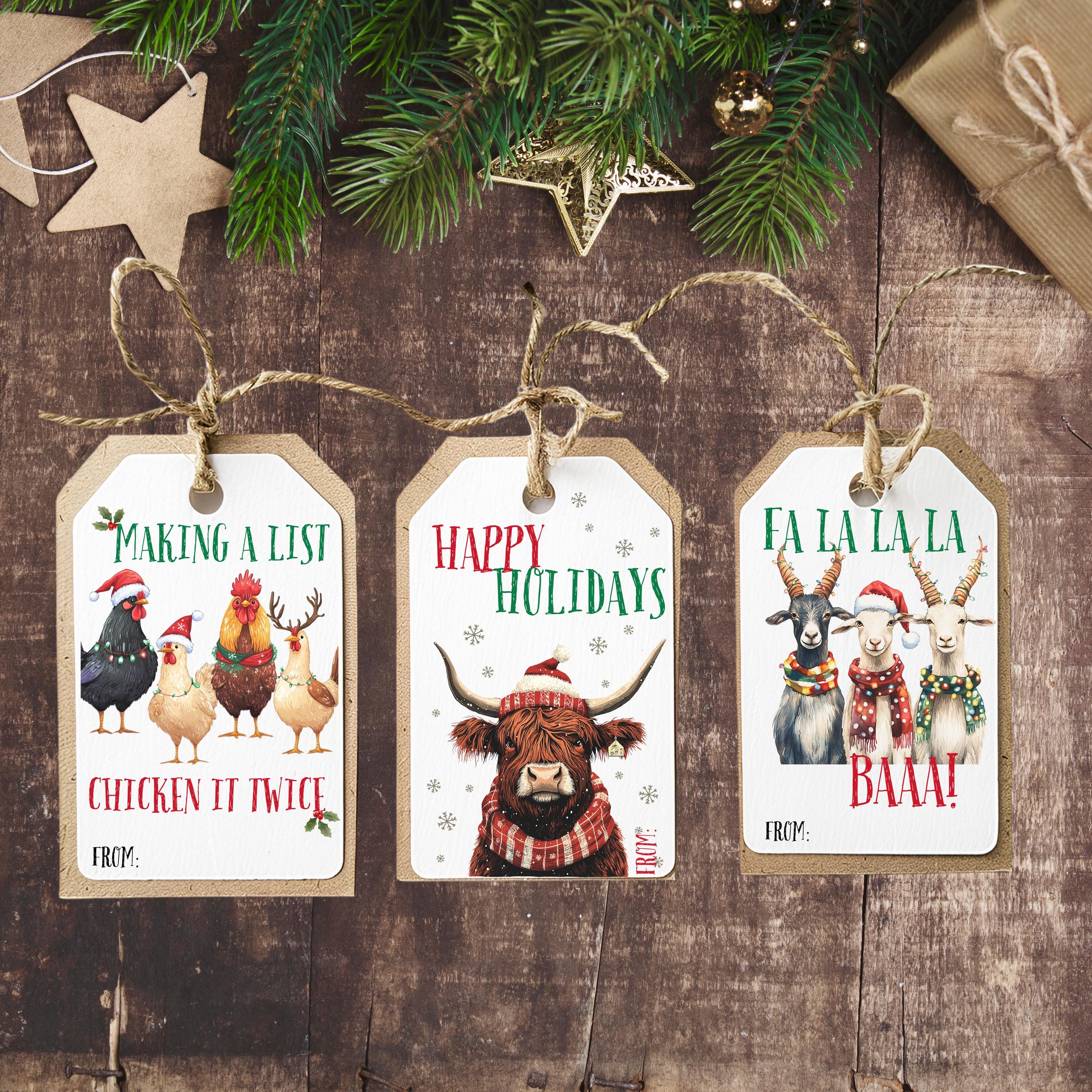 Holiday Farm Animal Gift Tags, Funny Farm Animal Gift Tags, Holiday ...