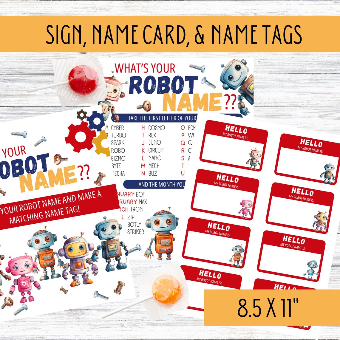 Robot Name Party Game With Name Tags (printable PDF) - Etsy