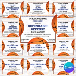 25 Editable Basketball Certificates, Basketball Team Party, Canva ...