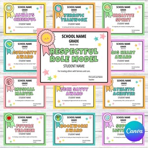 Editable Classroom Award Certificates: 30 End of Year Designs (canva ...