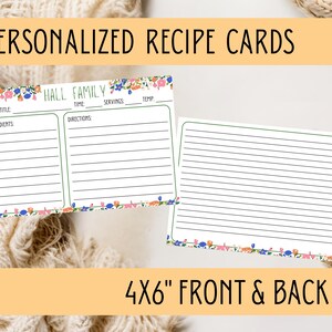 Bright Floral Recipe Card Template, Printable Recipe Card, Personalized ...