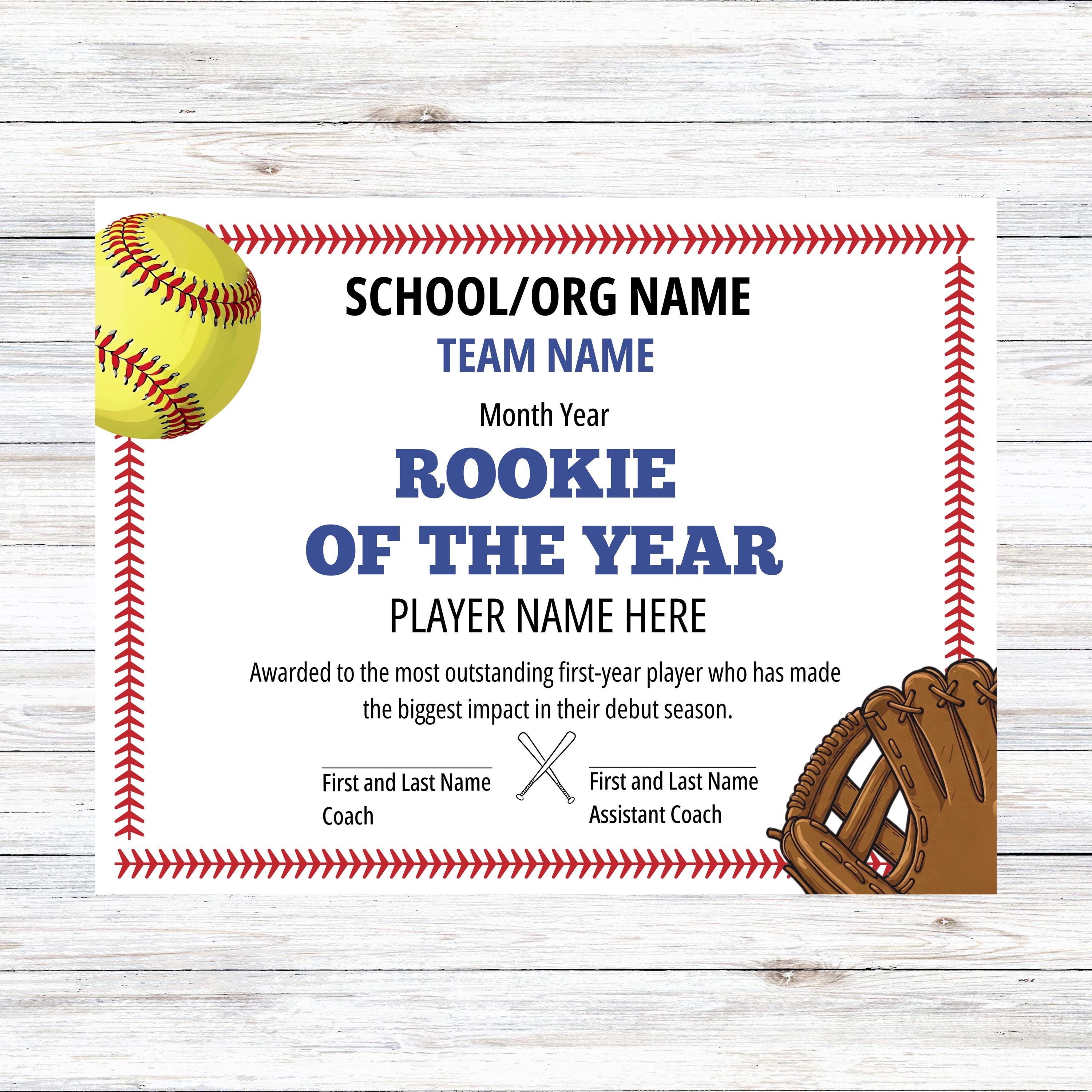 25 Editable Softball Certificates, Softball Team Party, Canva Template ...