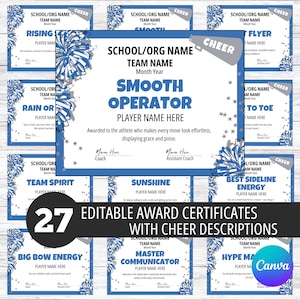 Editable Cheerleading Award Certificates: 27 Canva Cheer Certificate ...