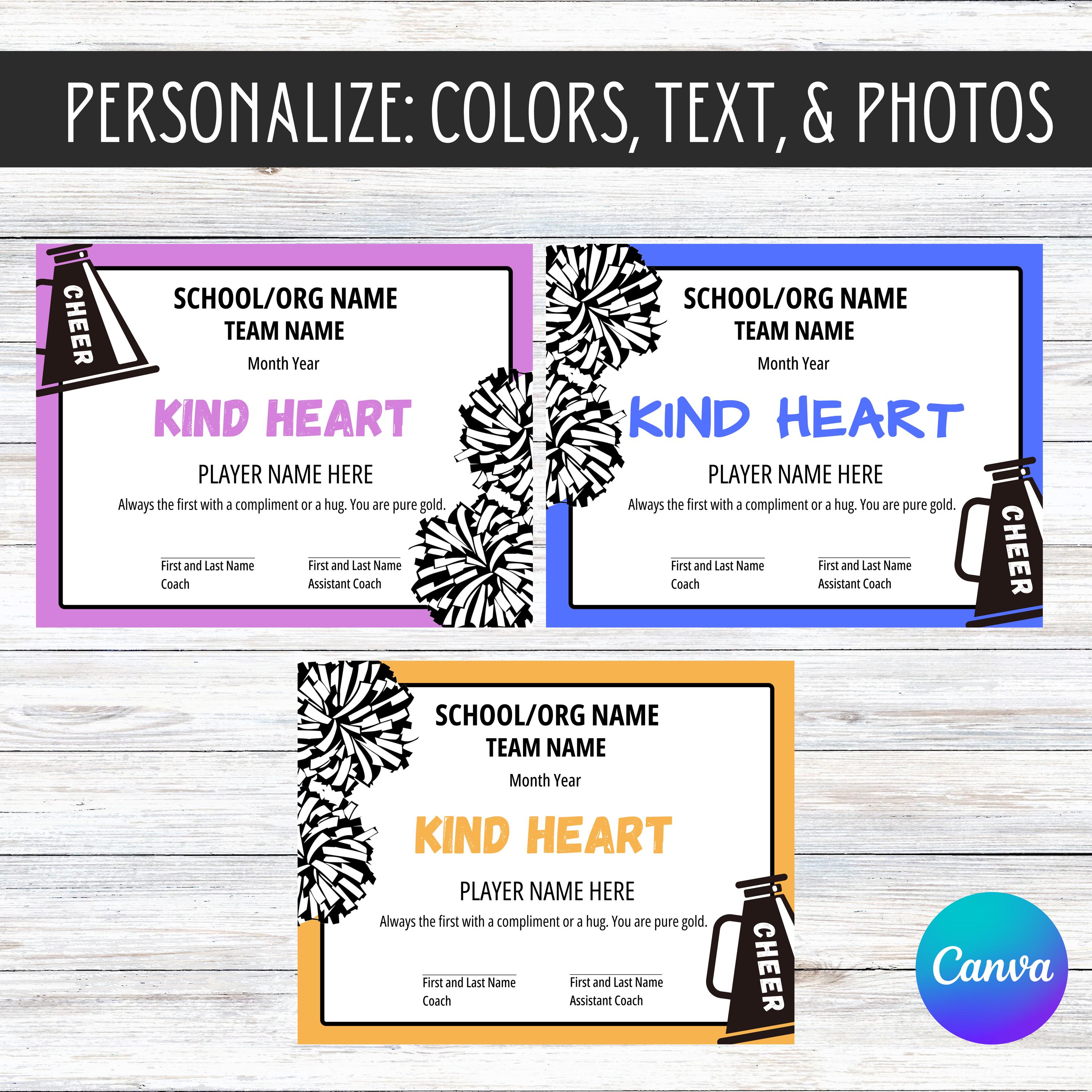 Editable Cheerleading Award Certificates: 25 Canva Templates (digital ...