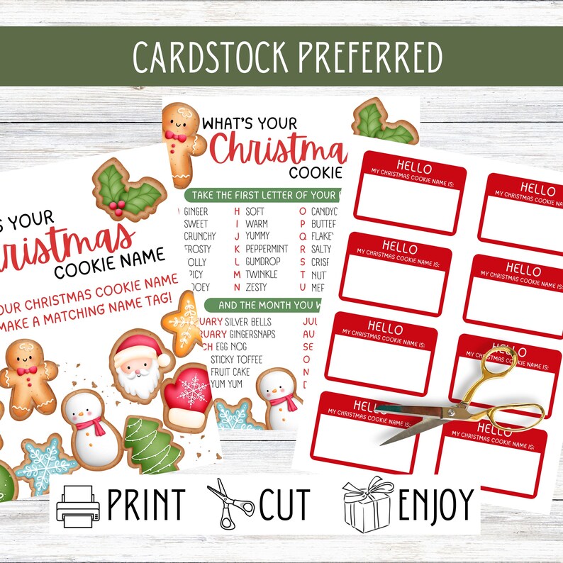 Christmas Cookie Name Game: Printable Party Activity (PDF) - Etsy