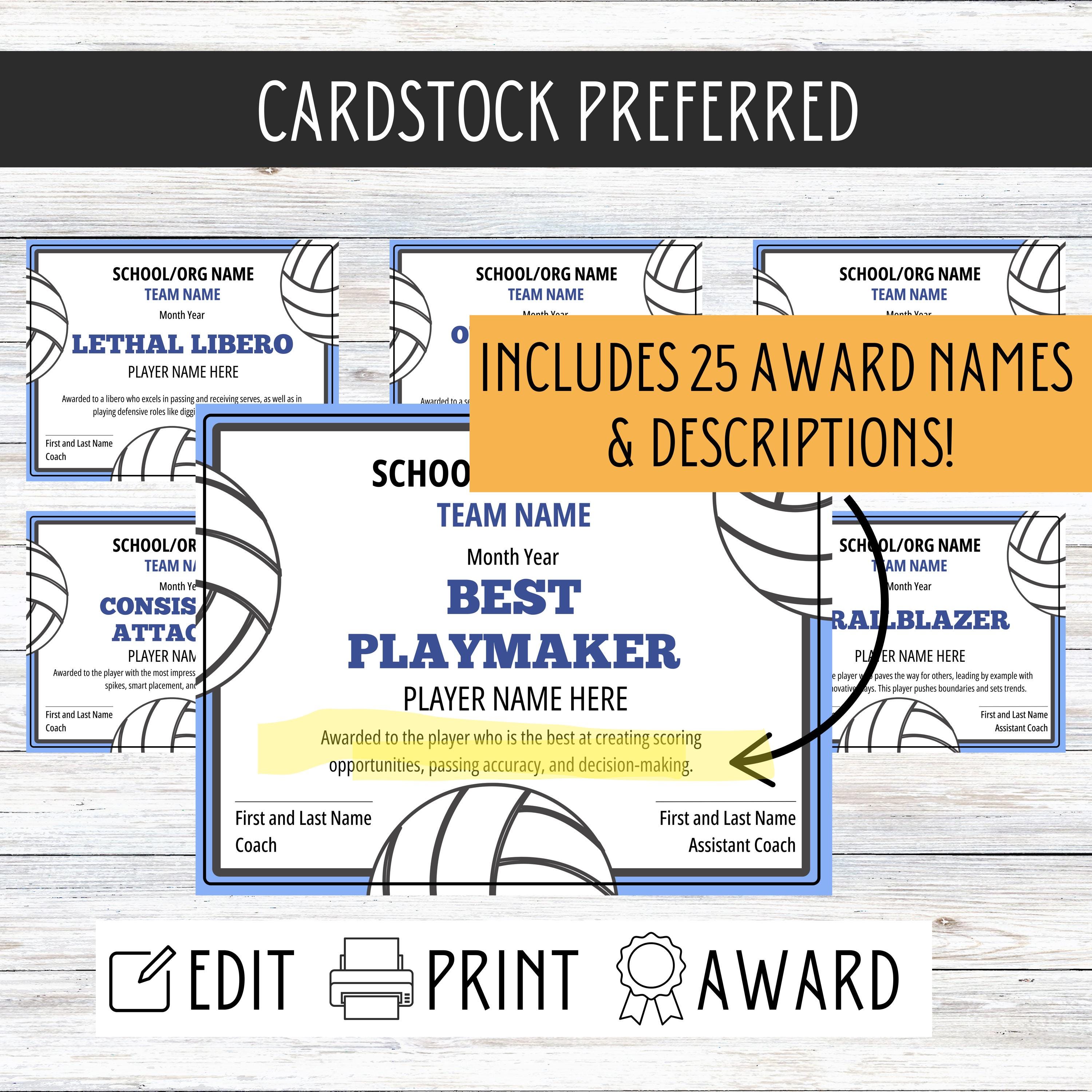 25 Editable Volleyball Certificates, Volleyball Team Party, Canva ...