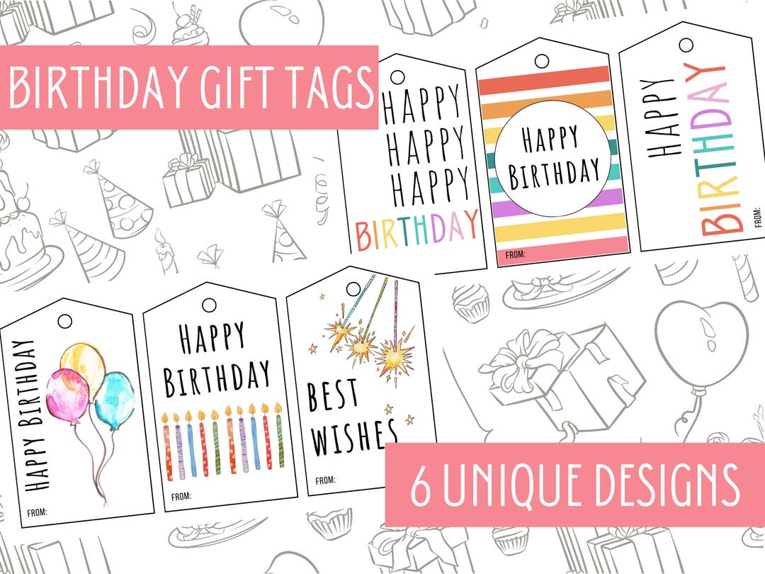 Birthday Gift Tags | Printable Gift Tag L Gift Tag Bundle - Etsy