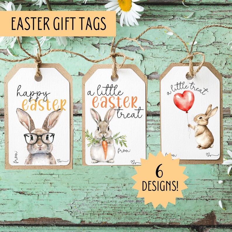 Easter Printable Gift Tags: 6 Unique Designs (PDF) - Etsy