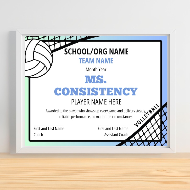 Volleyball Award Certificates: 25 Editable Canva Templates - Etsy