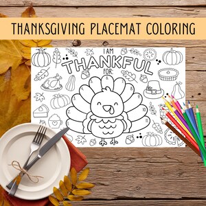 Thankful Thanksgiving Placemats for Kids, Turkey Thanksgiving Placemats ...