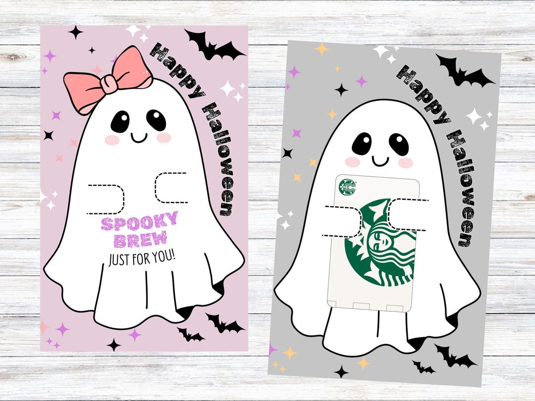 Cute Ghost Coffee Gift Card Holder, Girly Ghost, Halloween Gift, Spooky ...