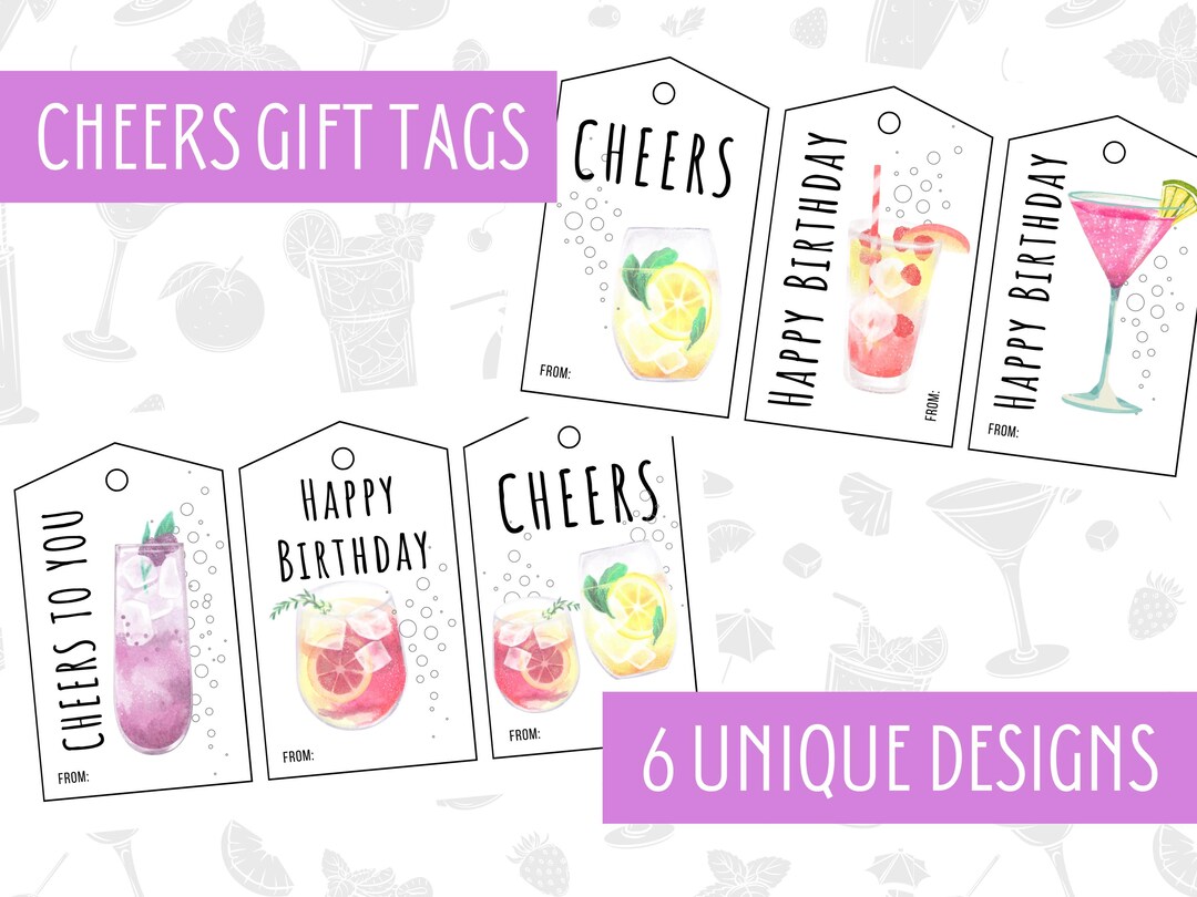 Cheers & Birthday Gift Tags: Printable Cocktail Designs (PDF) - Etsy