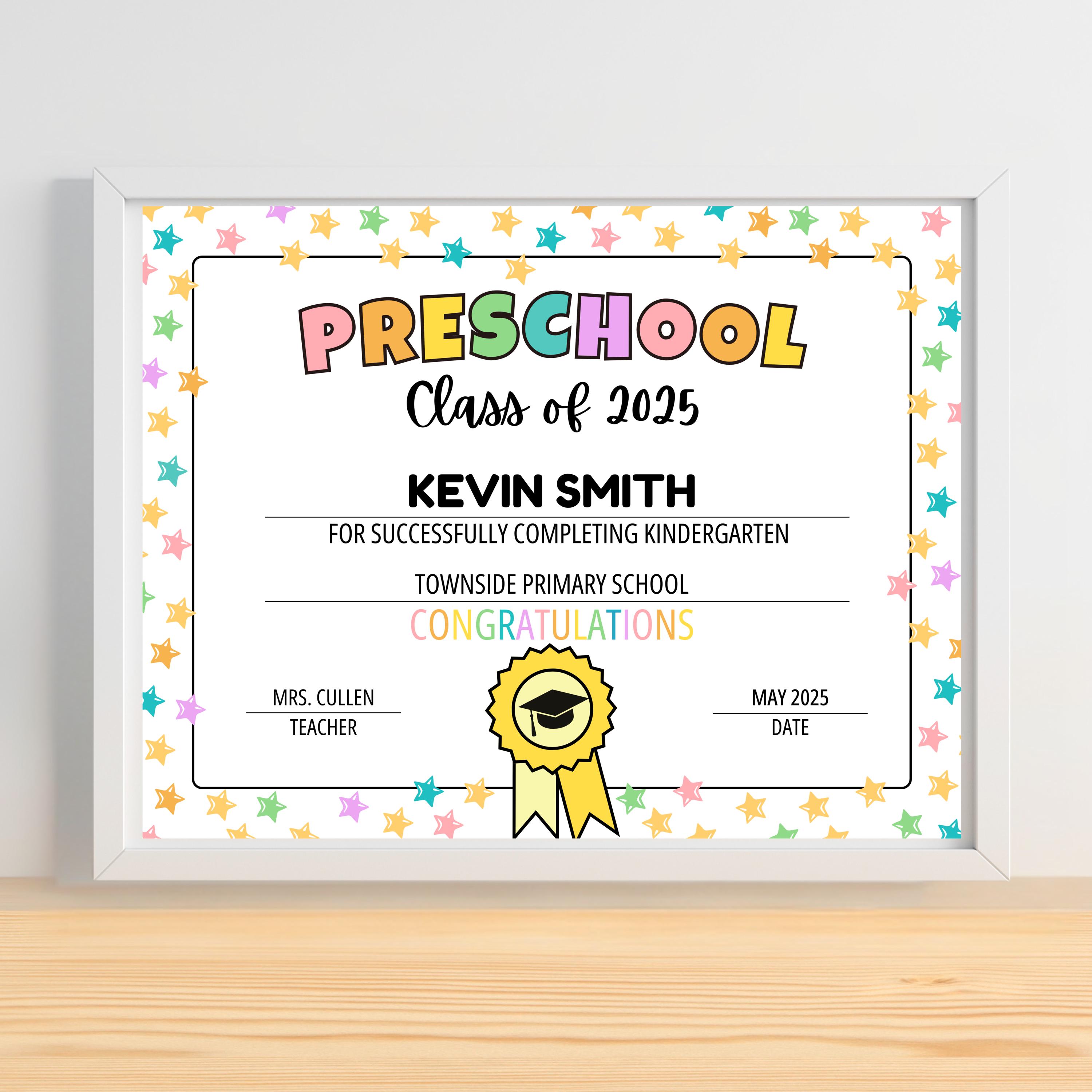 Editable Preschool Graduation Certificate Bundle (digital Download) - Etsy