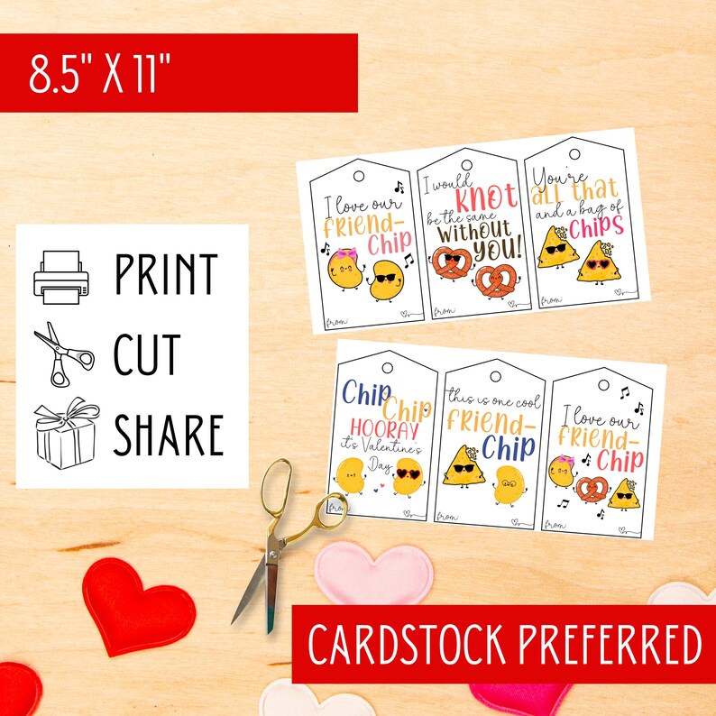 Valentine's Day, Bag of Chips Printable Gift Tags, Chip Chip Hooray ...