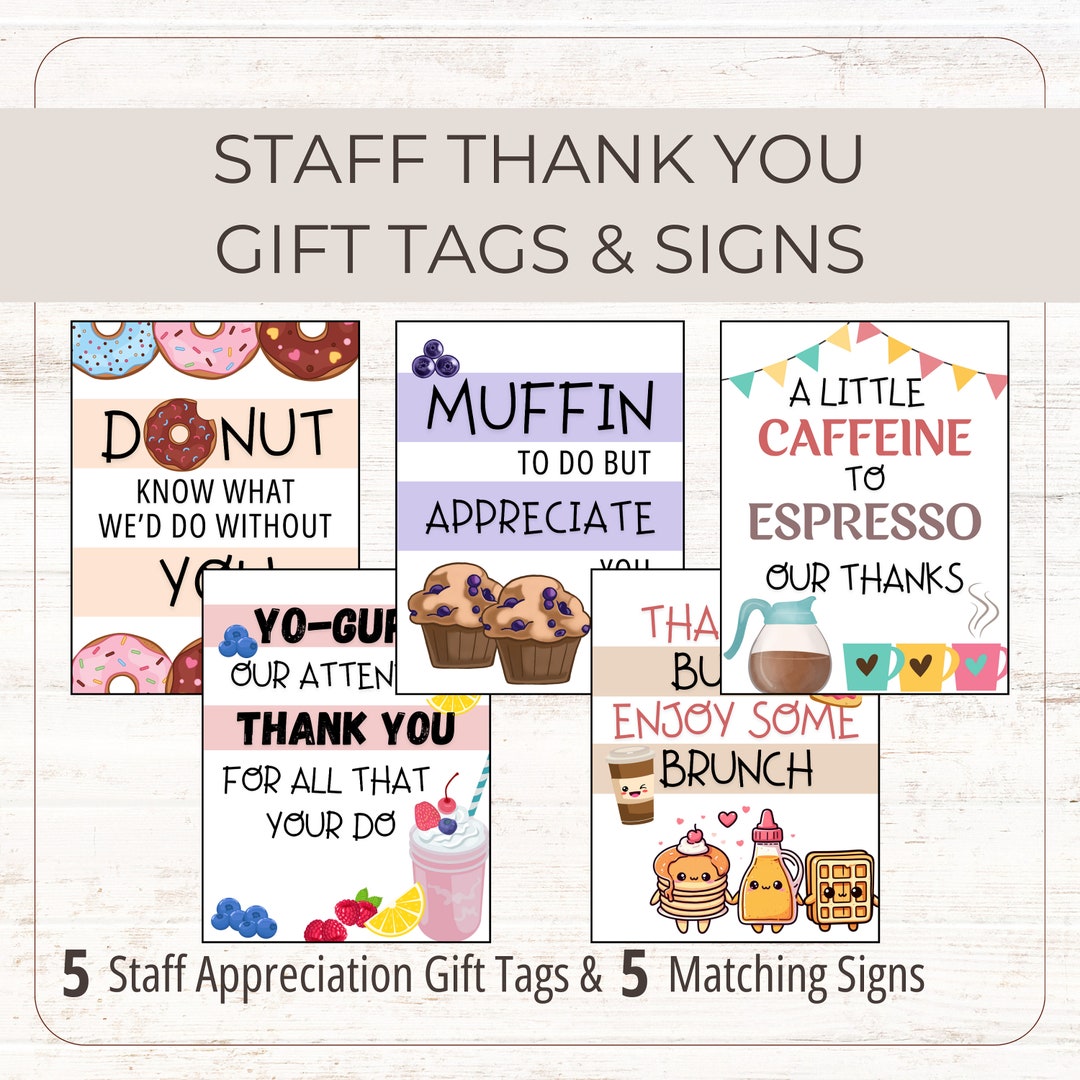 Thank You Breakfast Gift Tags and Signs - Etsy