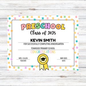 Editable Preschool Graduation Certificate, Preschool Graduation Diploma ...