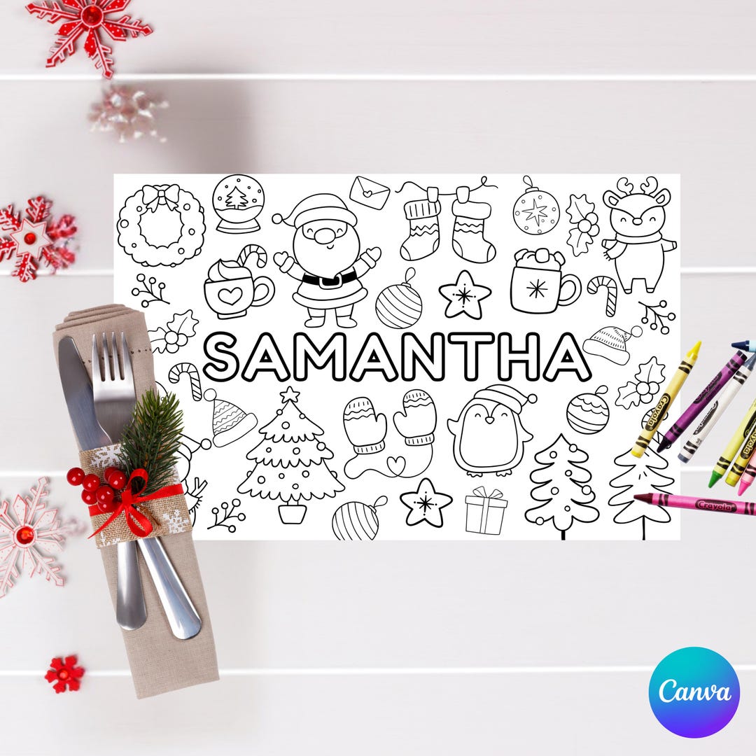 Editable Christmas Placemats for Kids, Personalized Christmas Placemats ...