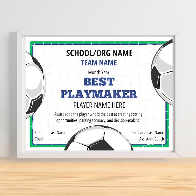 Editable Soccer Award Certificates: Team Party Canva Templates (25 ...