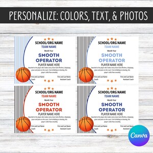 25 Editable Basketball Award Certificates: Canva Template (digital ...