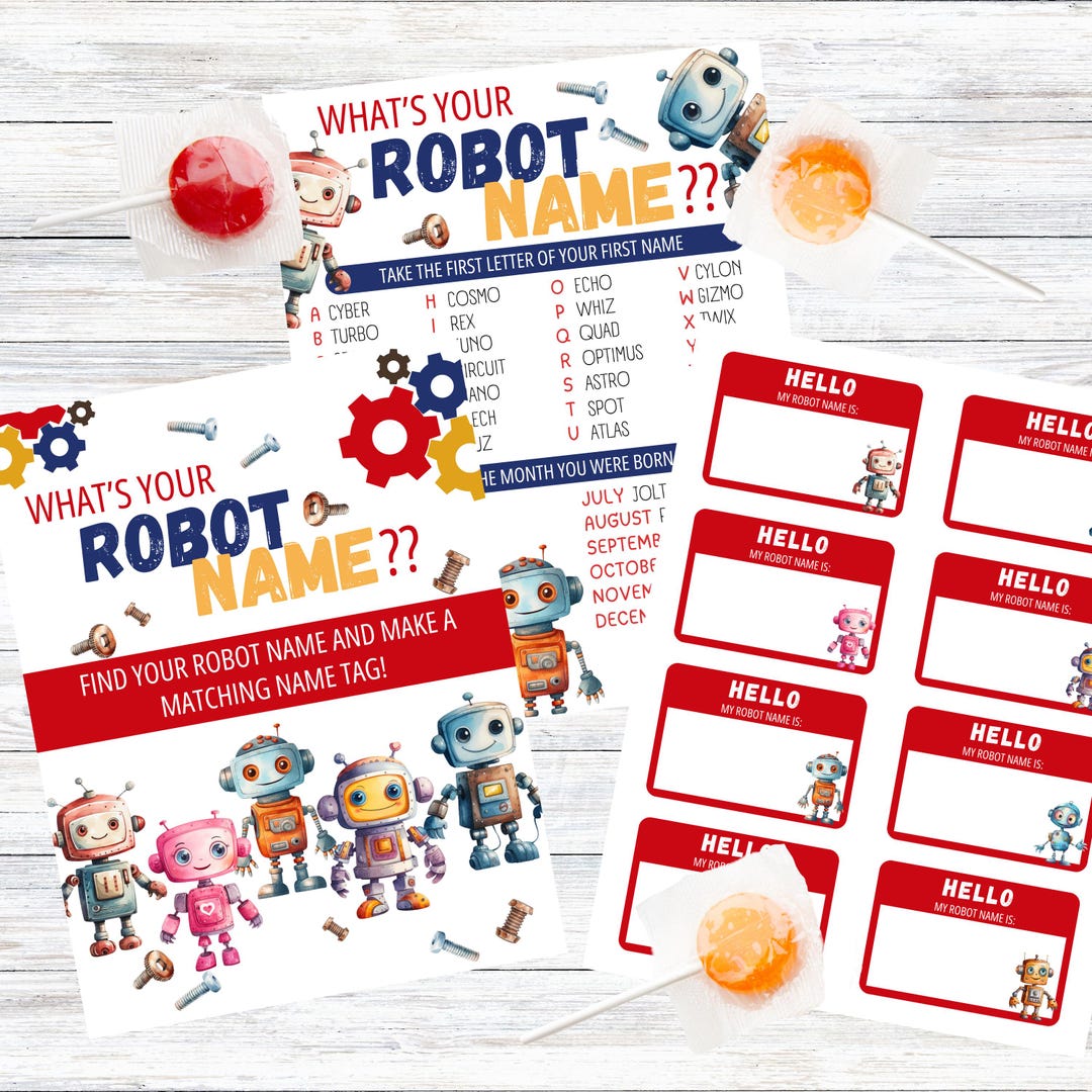 Robot Name Party Game With Name Tags (printable PDF) - Etsy