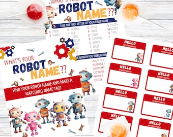Robot Name Party Game With Name Tags (printable PDF) - Etsy