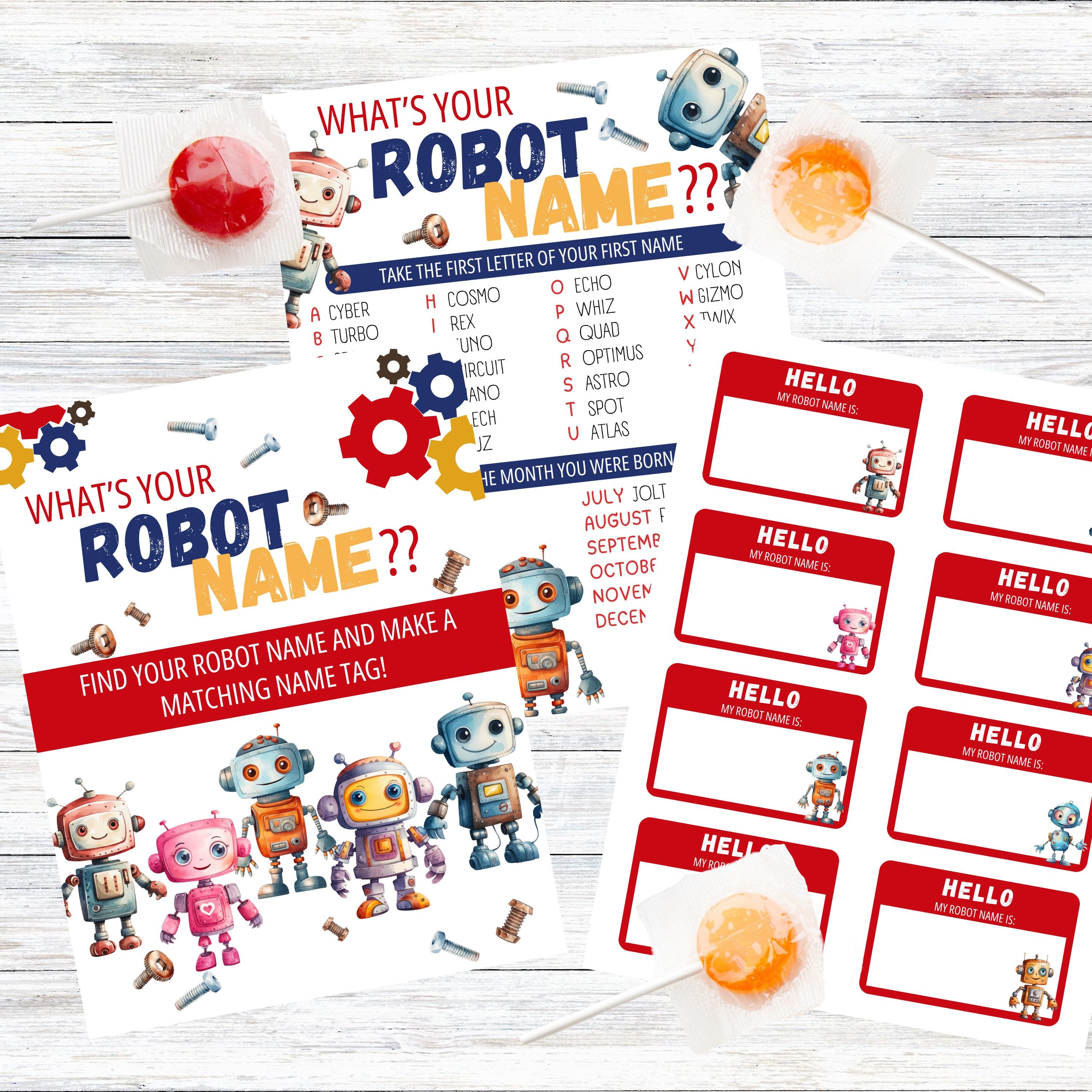 Robot Name Party Game With Name Tags (printable PDF) - Etsy