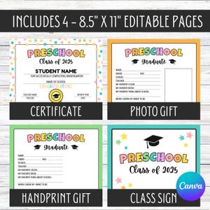 Editable Preschool Graduation Certificate, Preschool Graduation Diploma ...