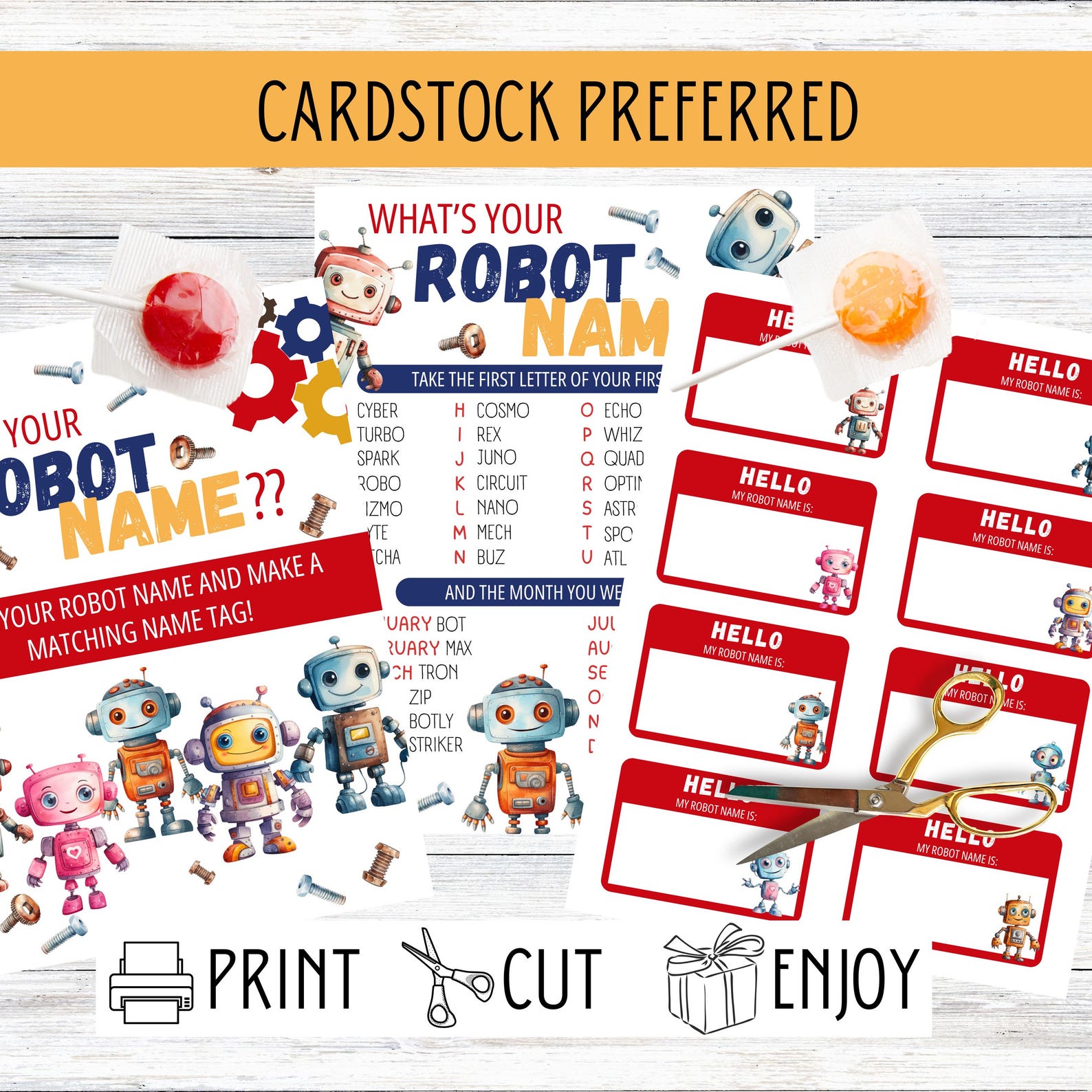 Robot Name Party Game With Name Tags (printable PDF) - Etsy