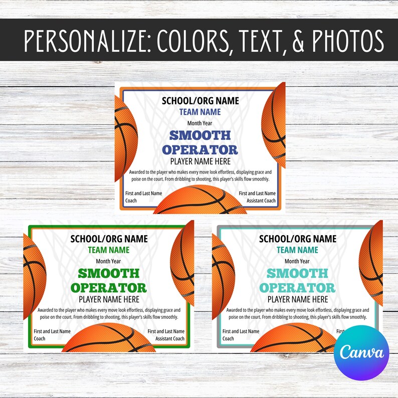 25 Editable Basketball Certificates, Basketball Team Party, Canva ...