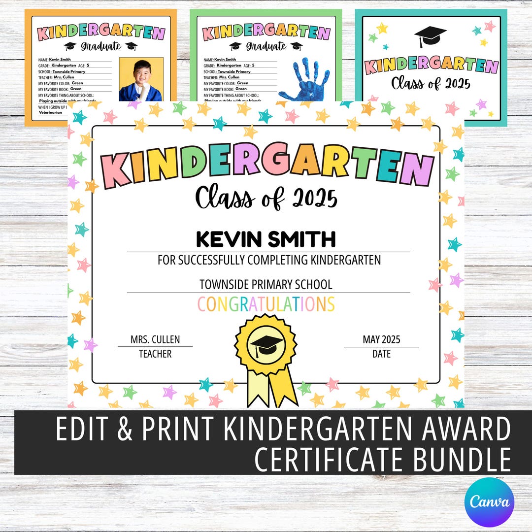 Editable Kindergarten Graduation Certificate, Kindergarten Graduation ...