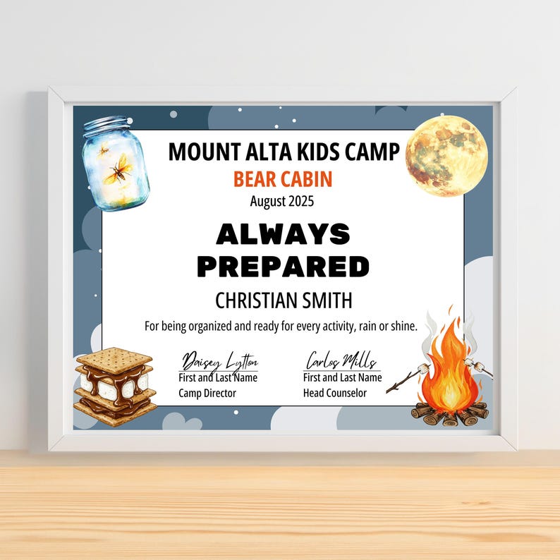 Editable Camp Award Certificates: End of Summer Canva Template (digital ...
