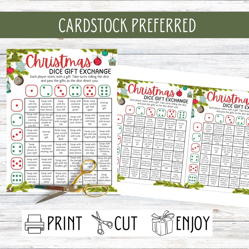 Christmas Dice Gift Exchange Game: Holiday Party Printable (PDF) - Etsy