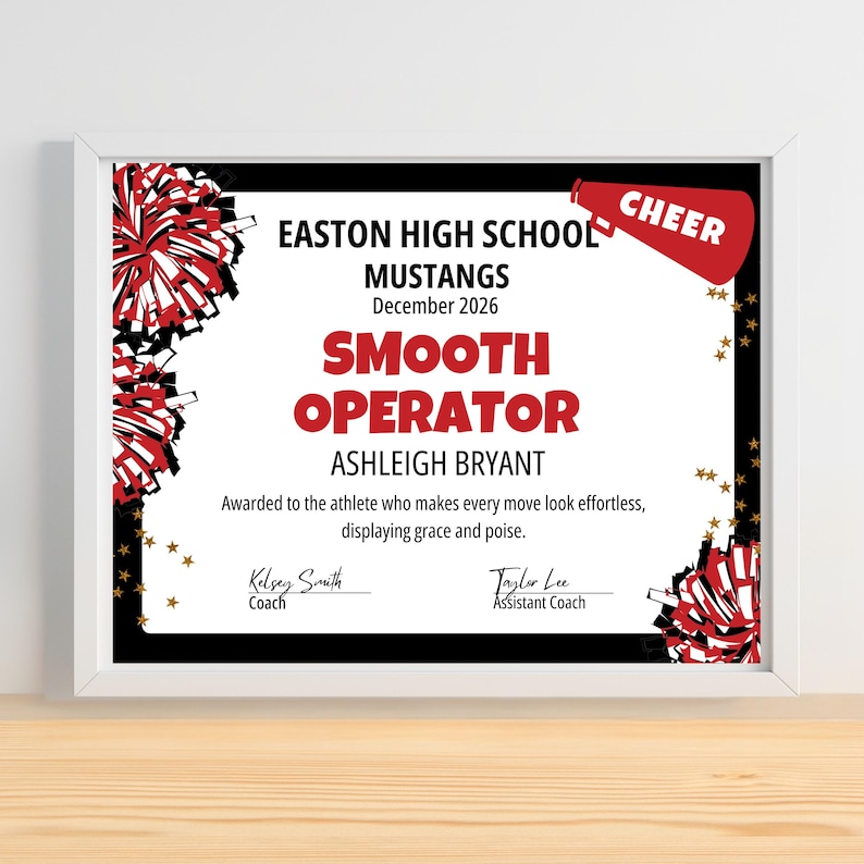 Editable Cheerleading Award Certificates: 27 Canva Cheer Certificate ...
