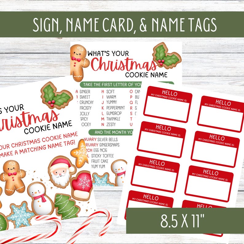 Christmas Cookie Name Game: Printable Party Activity (PDF) - Etsy
