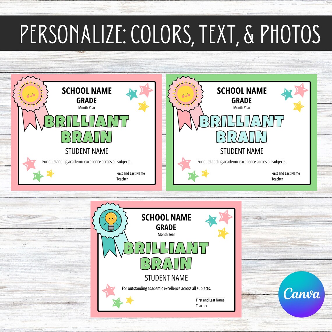 Editable Classroom Award Certificates: 30 End of Year Designs (canva ...