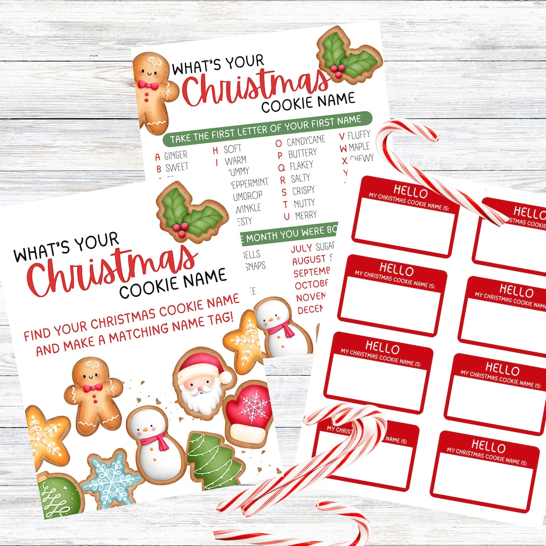 Christmas Cookie Name Game: Printable Party Activity (PDF) - Etsy