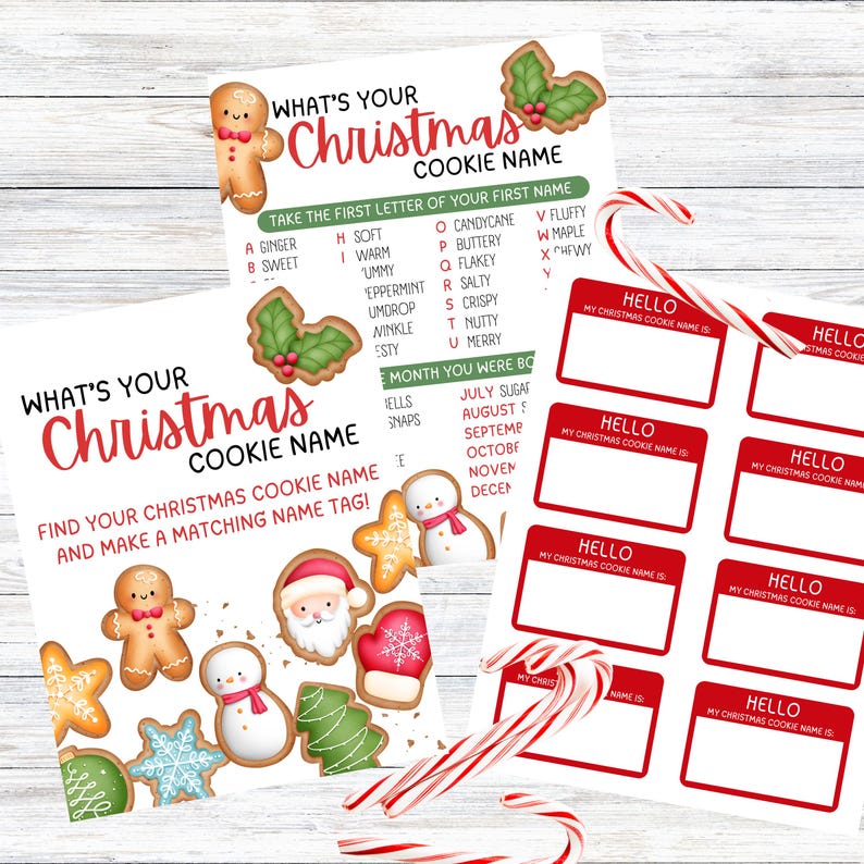 Christmas Cookie Name Game: Printable Party Activity (PDF) - Etsy