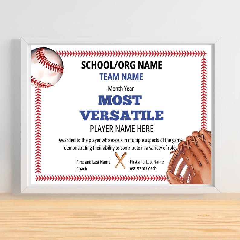 Editable Baseball Award Certificates: 25 Canva Templates (digital ...
