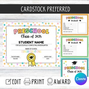 Editable Preschool Graduation Certificate, Preschool Graduation Diploma ...