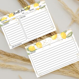 Lemon Recipe Card Template: Printable Personalized 4x6 (editable in ...