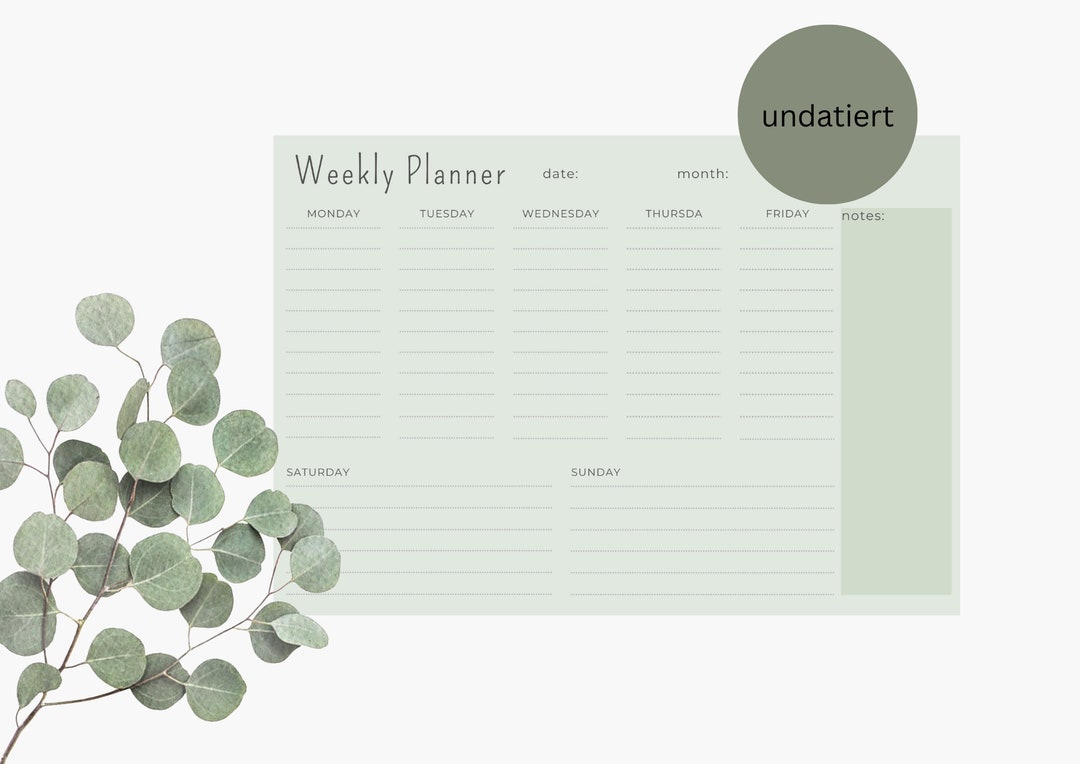 Weekly Planner / Weekly Planner / Calendar / Planner / Blanco / Undated ...
