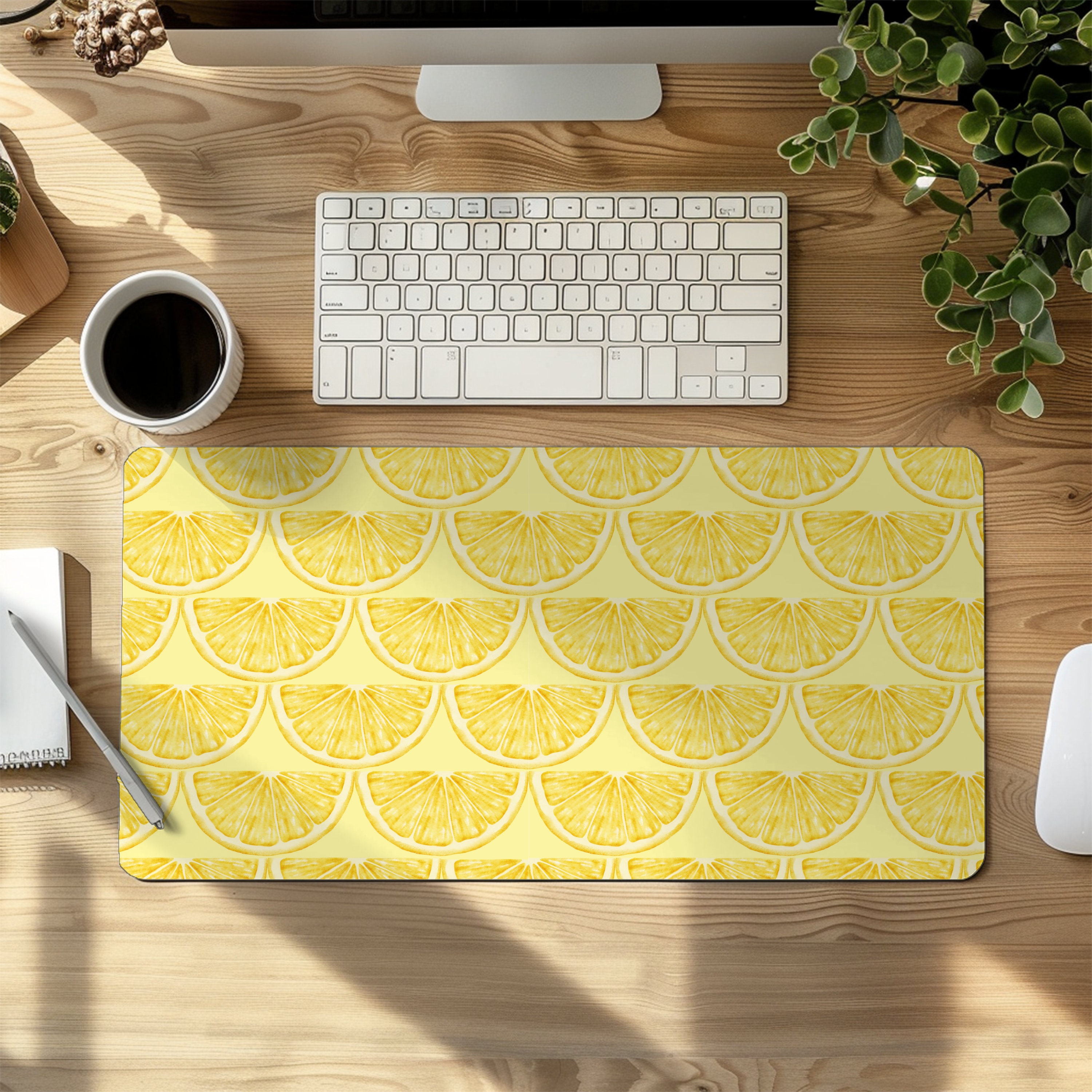 Cute Lemon Desk Mat Sunny Yellow Dopamine Decor Fun Desk Decor XL Mouse ...